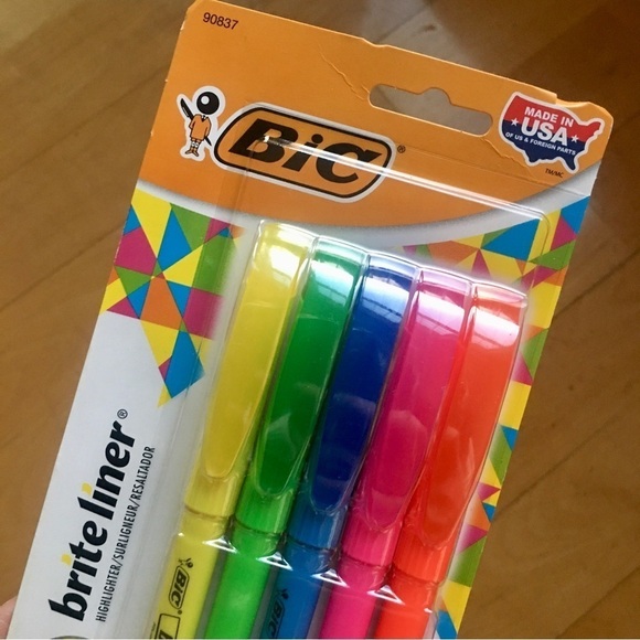BIC | Office | Pack5 Bic Brite Liner Highlighters Assorted Colors ...